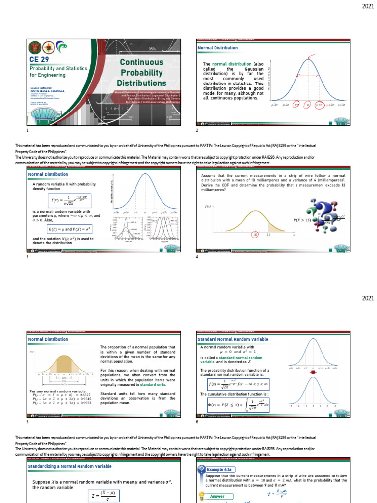 Module 4 Continuous Probability Distributions | PDF | Normal Distribution | Probability Distribution