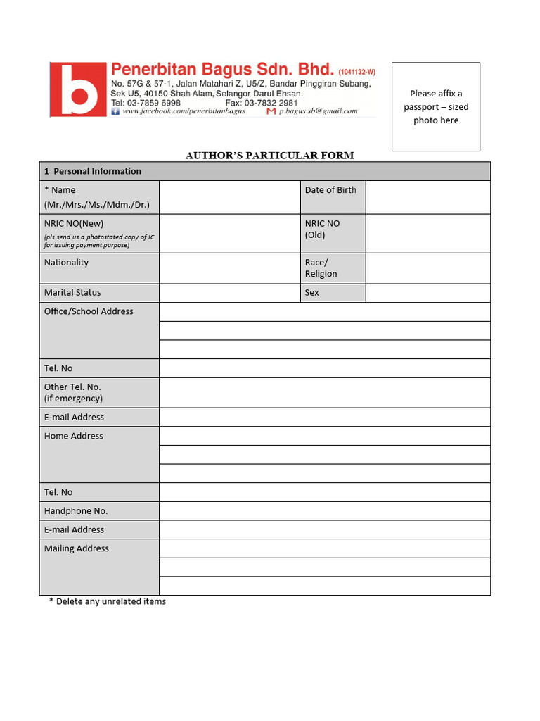 Author Application Form | PDF
