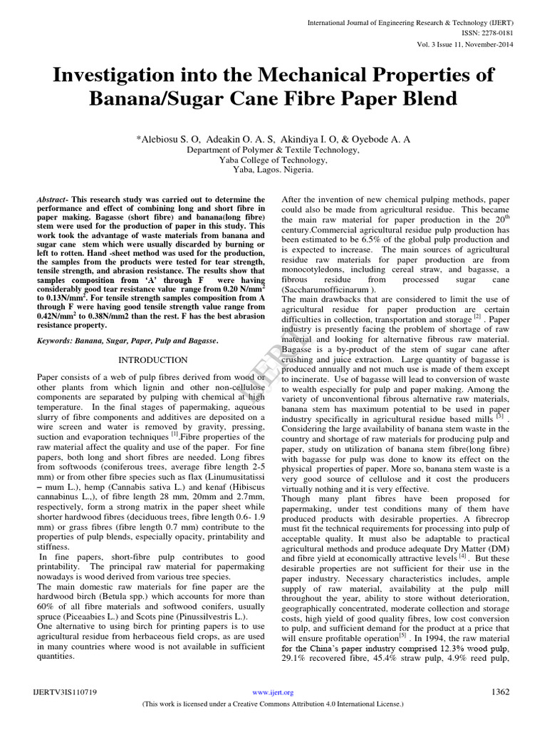 IJERT Investigation Into The Mechanical | PDF | Paper | Pulp (Paper) IJERT Investigation Into The Mechanical | PDF | Paper | Pulp (Paper)