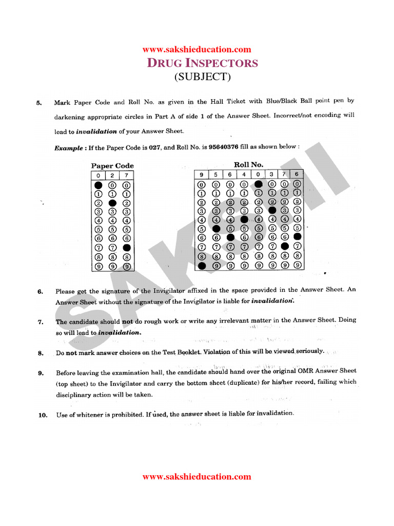 Maharashtra Drug Inspector Question Paper | PDF