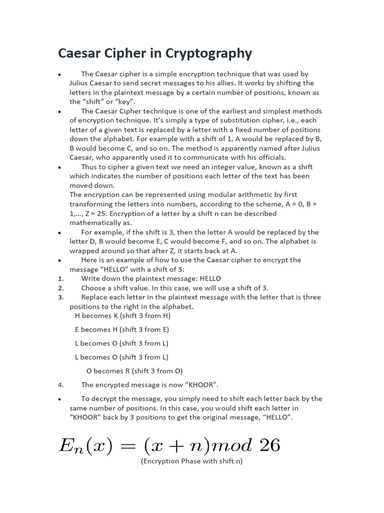 Caesar Cipher in Cryptography | PDF | Cryptography | Encryption
