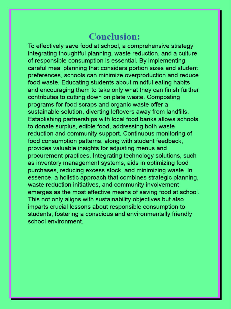 Conclusion - Food Wastage | PDF