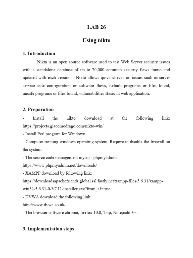 Lab 26 Using Nikto_0401 | PDF