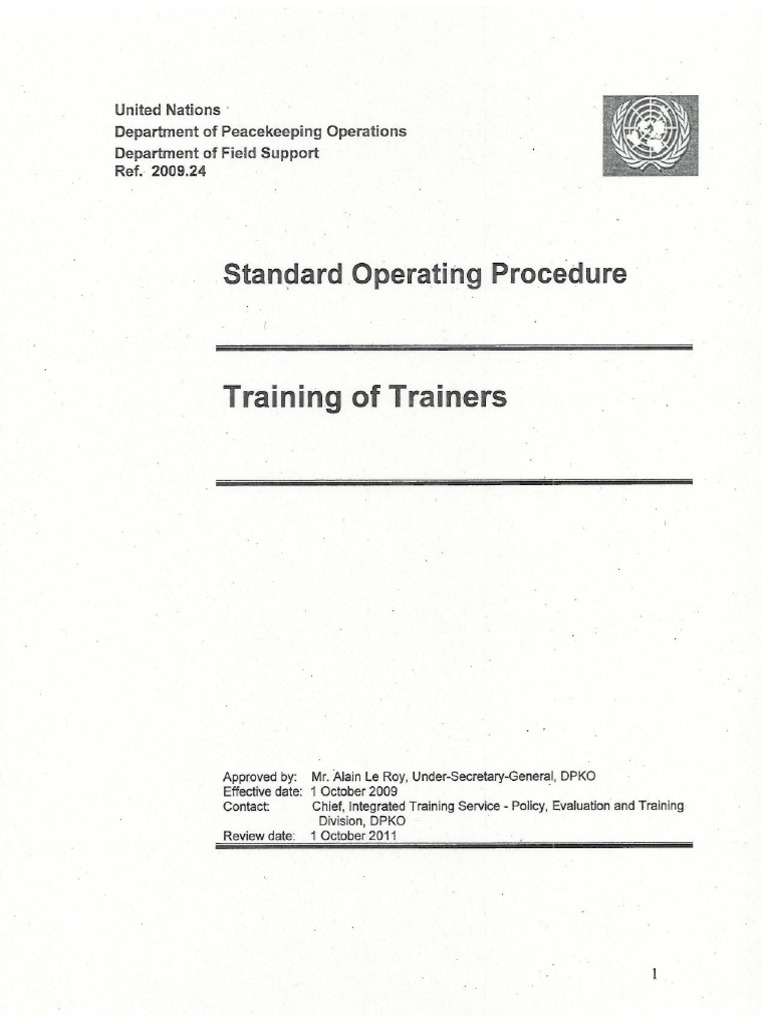 002-004 Standard Operating Procedure Training of Trainers | PDF