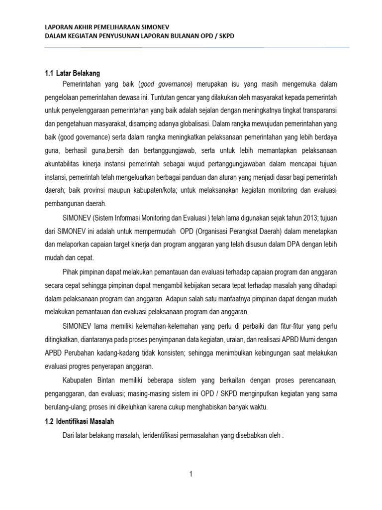 Laporan Pemeliharaan SIMONEV | PDF | Komputer