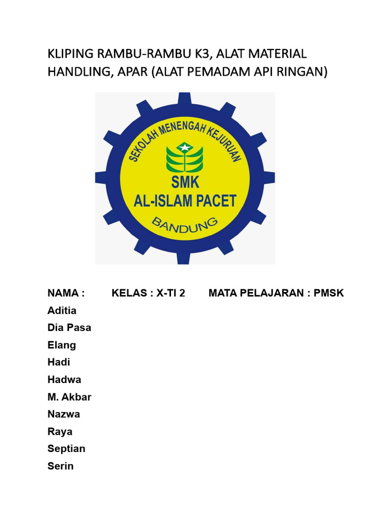 KLIPING RAMBU-RAMBU K3^J ALAT MATERIAL HANDLING^J APAR (ALAT PEMADAM ...