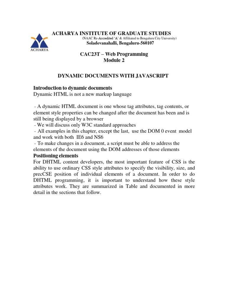 Module 2 - Dynamic Document With Javascript - PDF | PDF