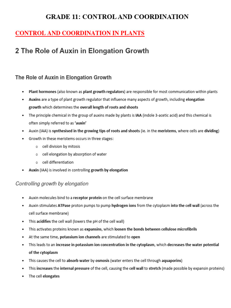 CONTROL AND COORDINATION IN PLANTS 2 Plant Hormones 2 The Role of | PDF