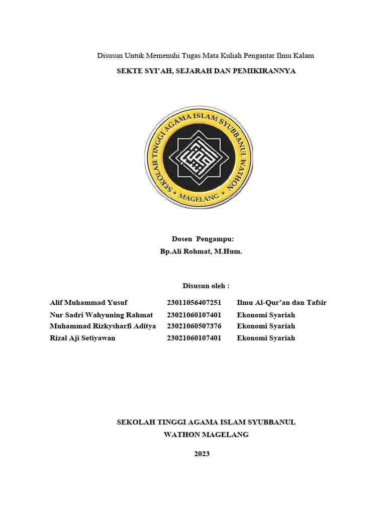 Sejarah dan Pemikiran Syi'ah dalam Ilmu Kalam | PDF