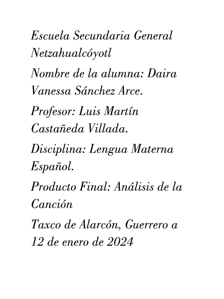 Análisis de Mi Canción | PDF