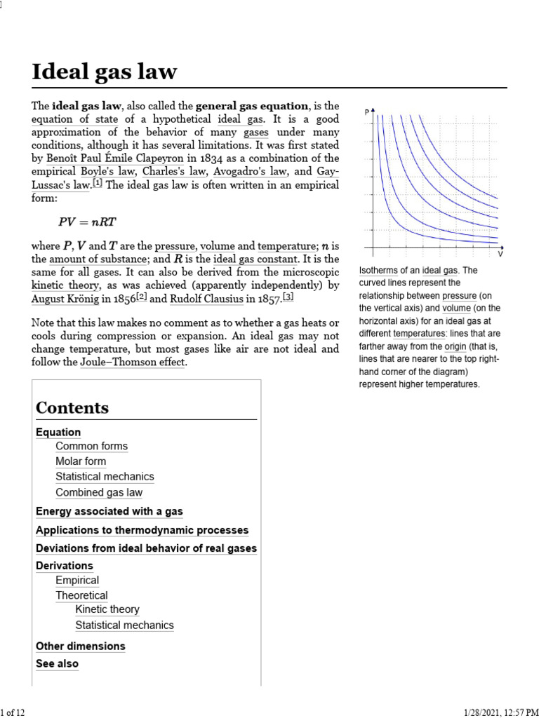 Ideal Gas Law | PDF | Gases | Temperature