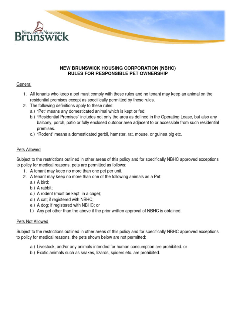 NBHC Responsible Pet Ownership Rules | PDF | Pet | Leasehold Estate
