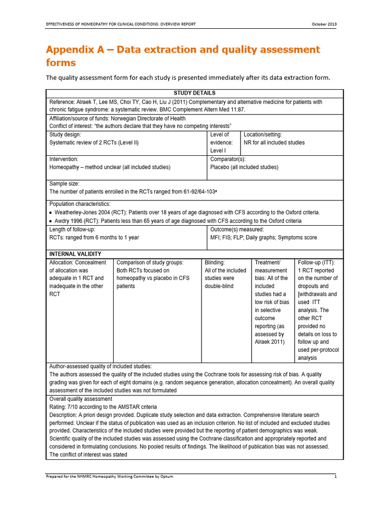 Homeopathy Overview Report Appendices Newversion | PDF | Randomized Controlled Trial | Homeopathy