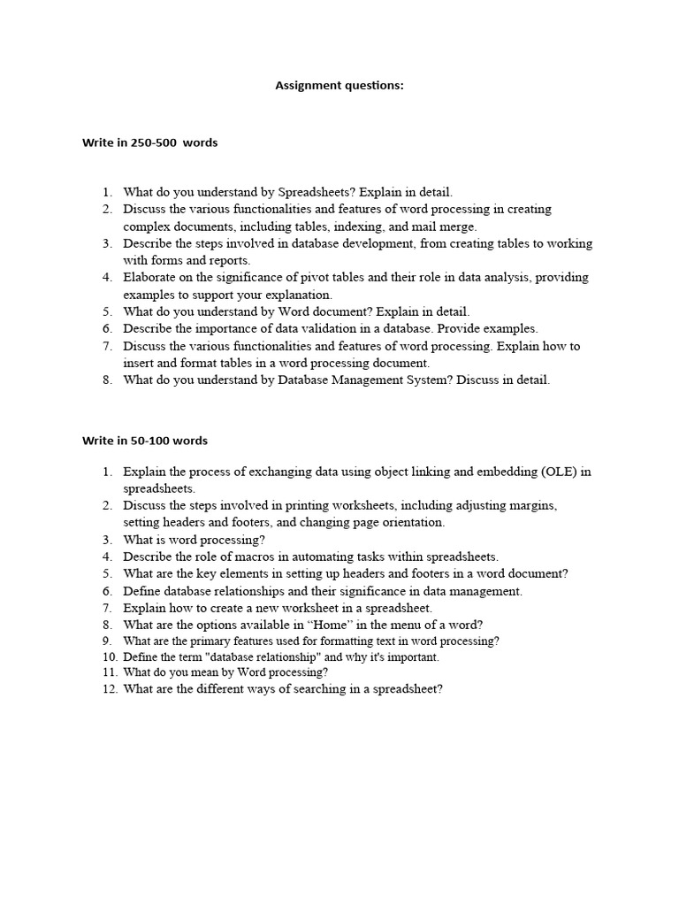 Assignment Questions | PDF