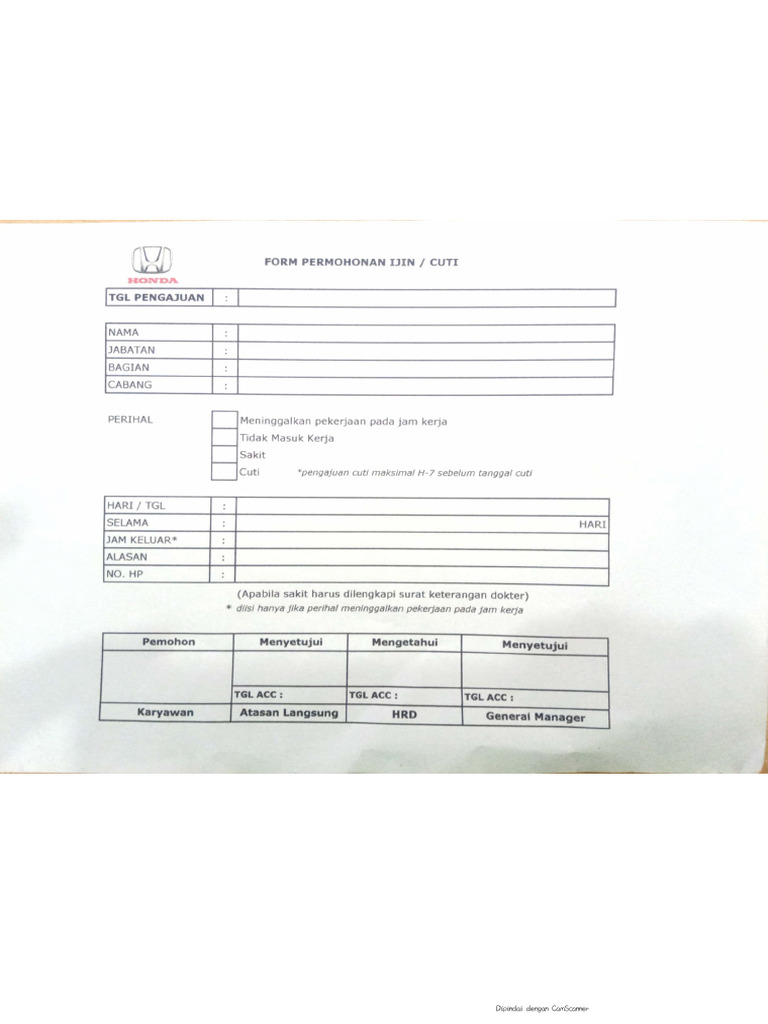 Form Cuti | PDF