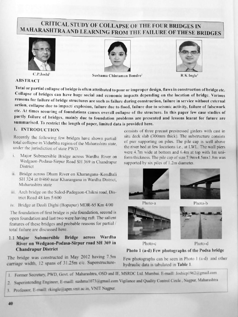 Bridge Failure Report - IRC Journal | PDF