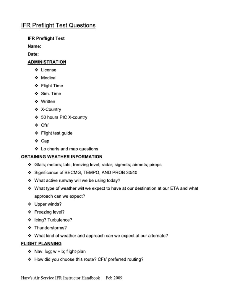 Sample Oral Questions IFR | PDF