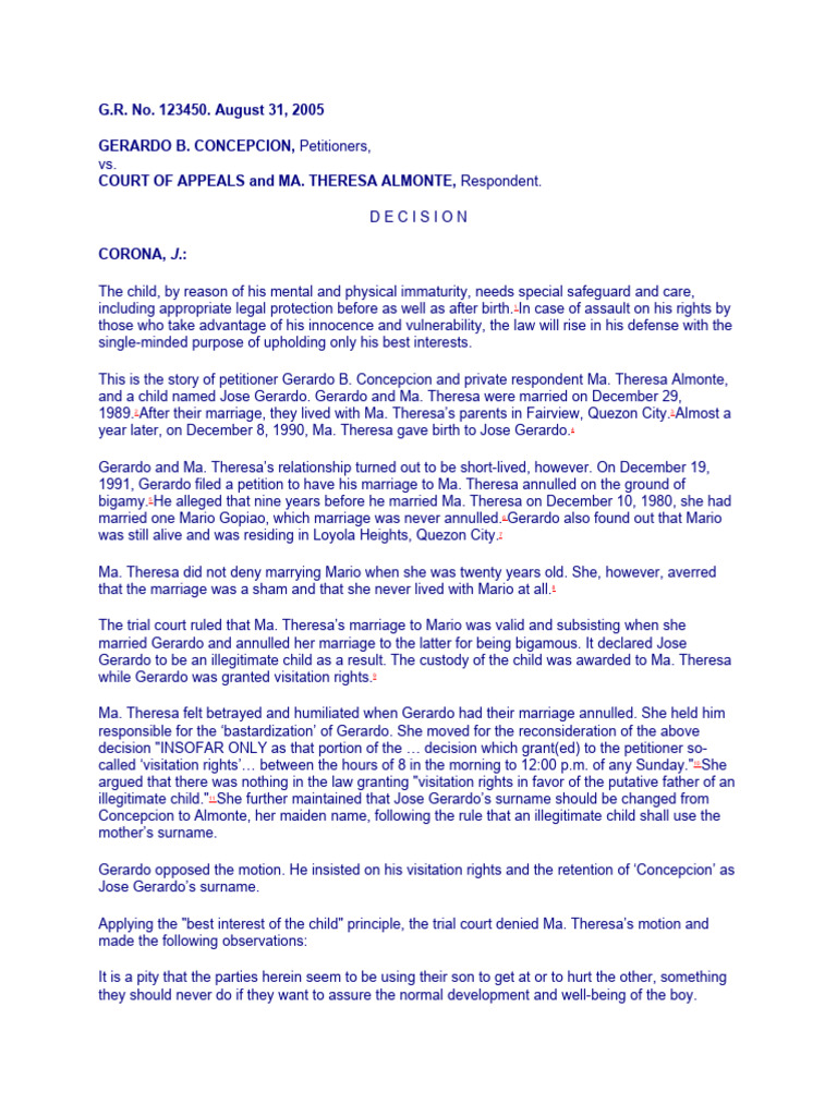 Conception V Court | PDF | Legitimacy (Family Law) | Contact (Law)