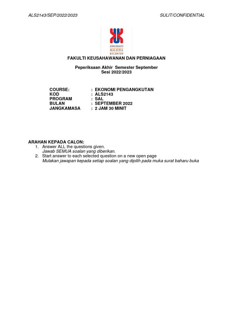 Exam Paper - Als 2143 | PDF