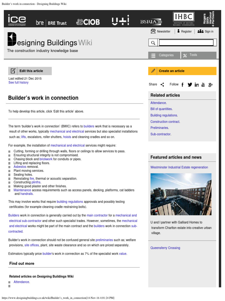 Builder's Work in Connection Guide | PDF | Pipe (Fluid Conveyance)