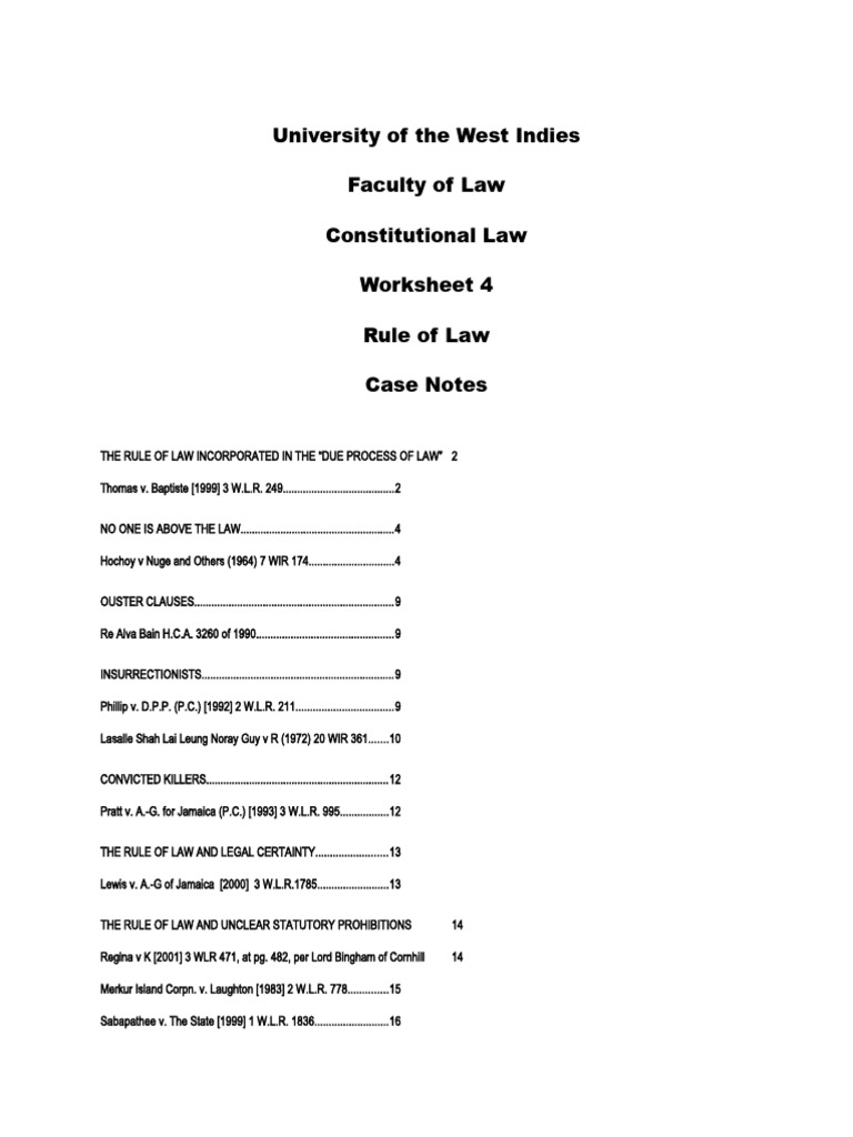 The Rule of Law Worksheet & Case Notes | PDF | Habeas Corpus | Pardon
