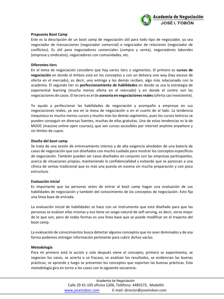 Propuesta Boot Camp | PDF | Pensamiento | Pensamiento crítico