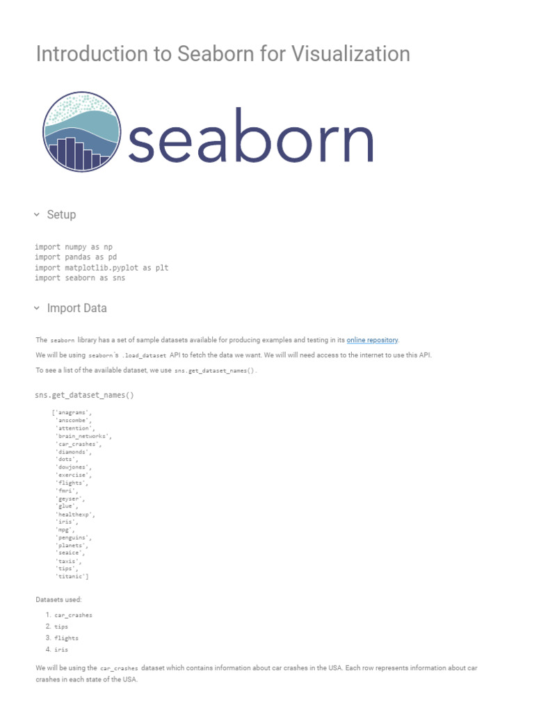 Seaborn Intro | PDF | Statistics | Statistical Theory Seaborn Intro | PDF | Statistics | Statistical Theory
