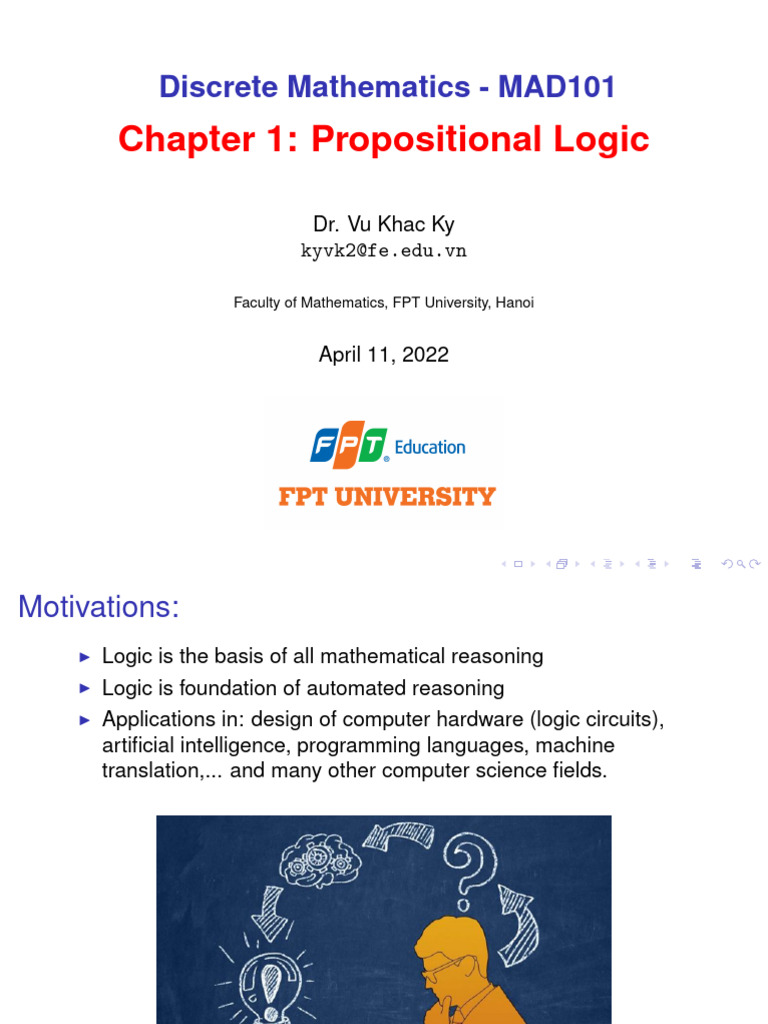 Chapter 1 - Propositional Logic | PDF | Logic | Mathematics Chapter 1 - Propositional Logic | PDF | Logic | Mathematics