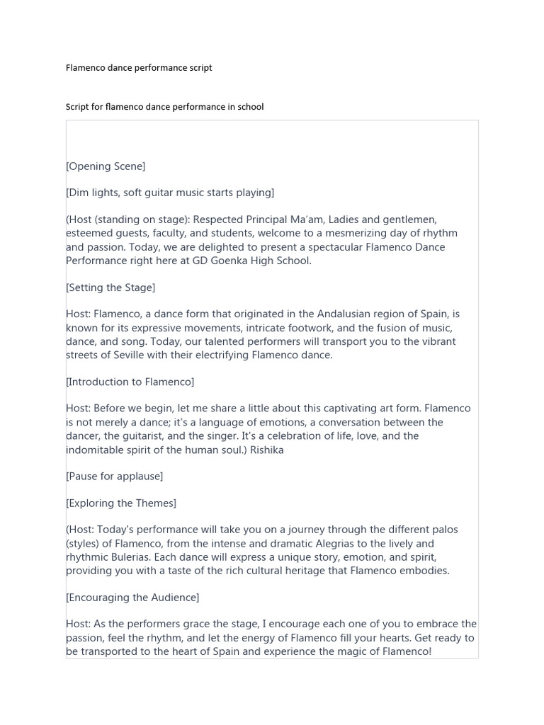 Flamenco dance performance script | PDF