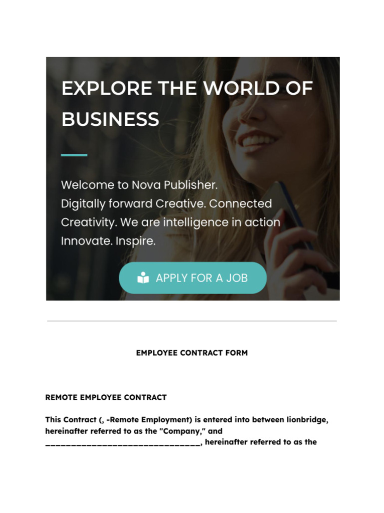 Mirai-Ma Contract Form PDF | PDF | Career & Growth | Finance & Money ...