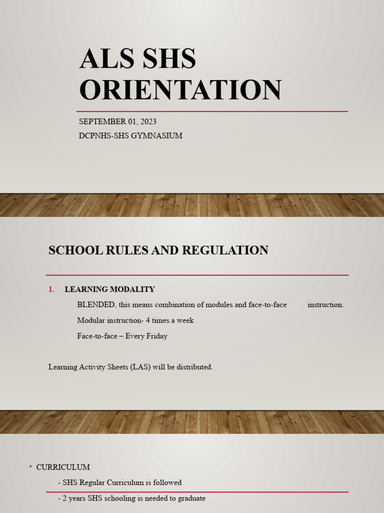 DCPNHS-SHS Orientation Guide 2023 | PDF