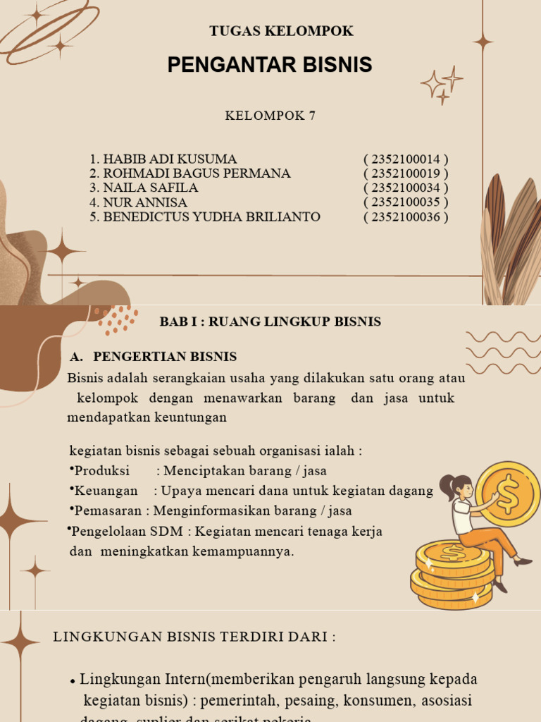 Kel 7 Pengantar Bisnis | PDF | Bisnis | Pengelolaan Keuangan & Uang