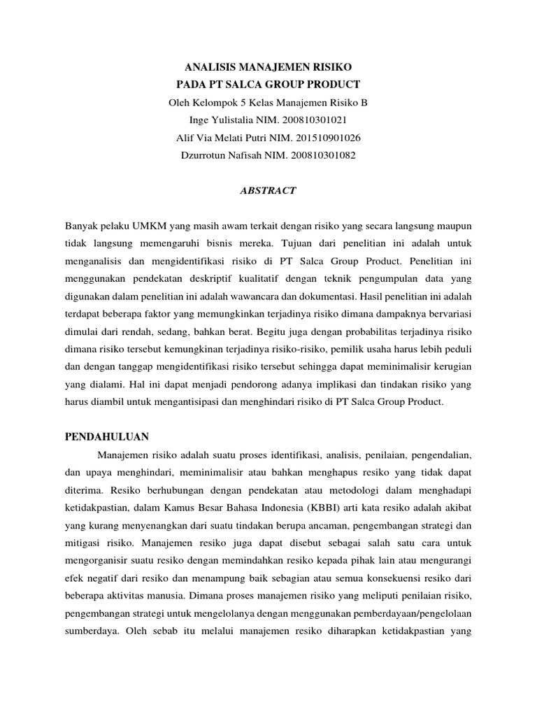 Kombinasi Univariate dan Multivariate Risiko | PDF