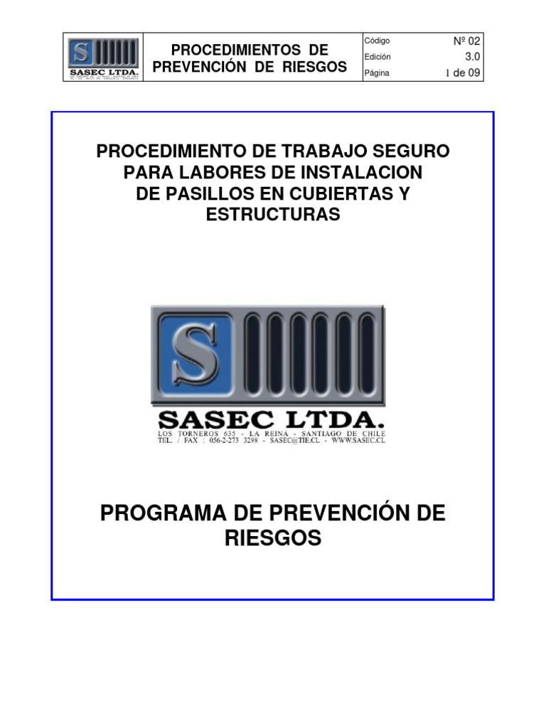 Sasec - Procedimiento 2 - Iso 9000 - Pasarelas Sobre Cubiertas y ...