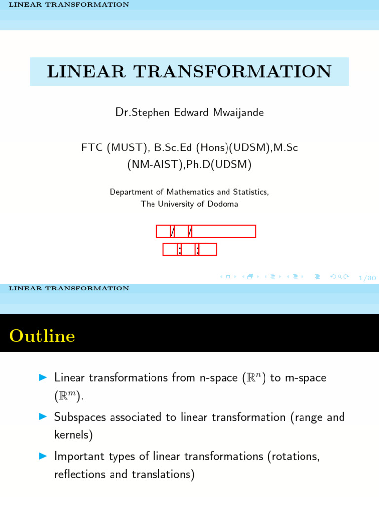Lecture 2 B Linear Transformation Pdf Linear Map Linear