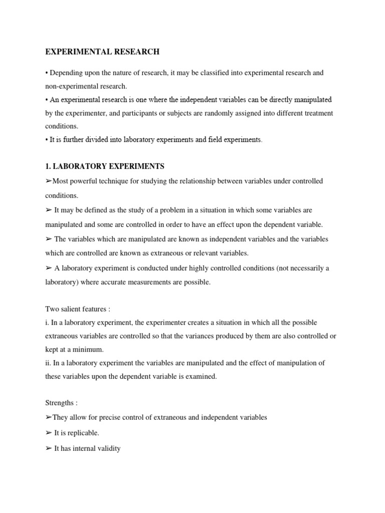 Experimental Method | PDF | Experiment | Dependent And Independent Variables