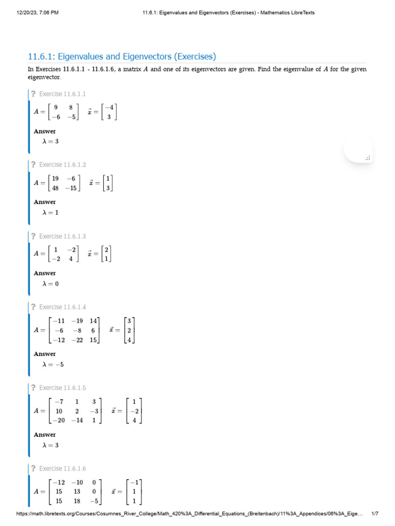 Homework Eigen-With Answers | PDF | Eigenvalues And Eigenvectors | Physics