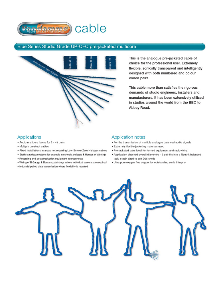 Cable: Blue Series Studio Grade UP-OFC Pre-Jacketed Multicore | PDF ...