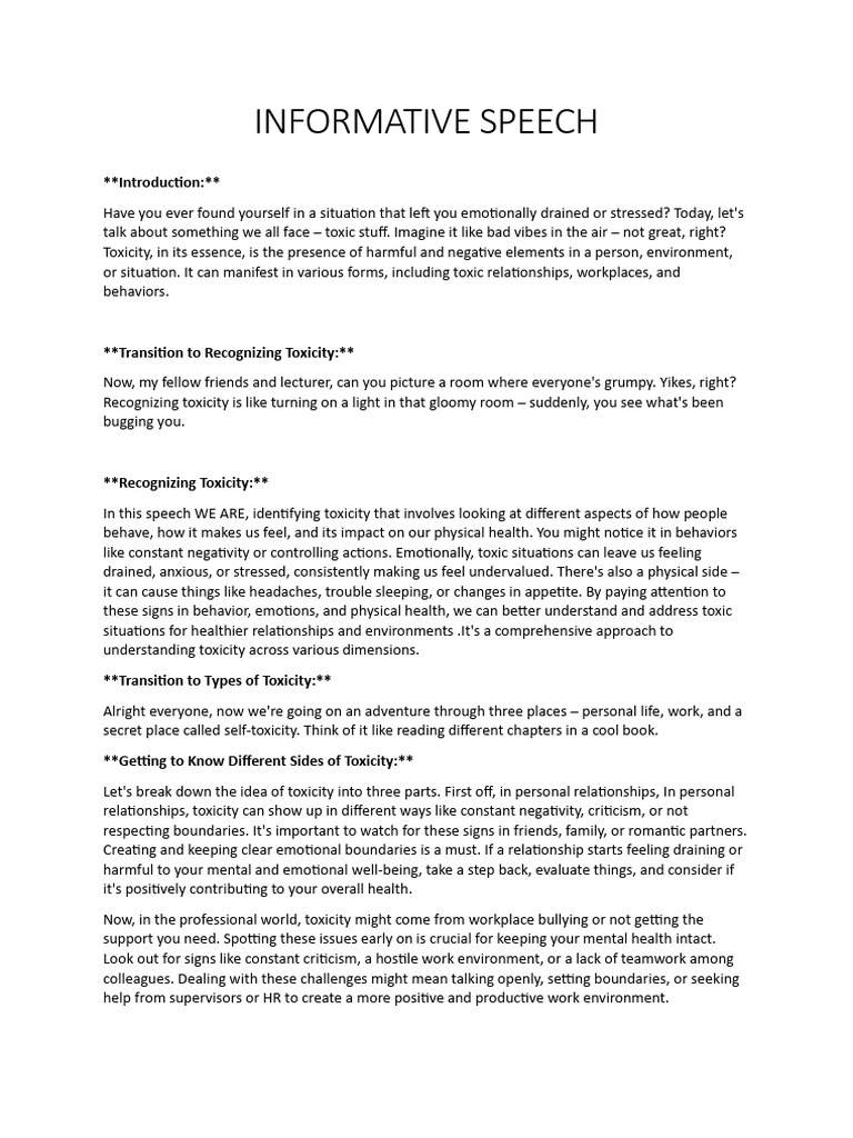 Informative Speech Essay | PDF | Psychological Resilience | Behavioural Sciences