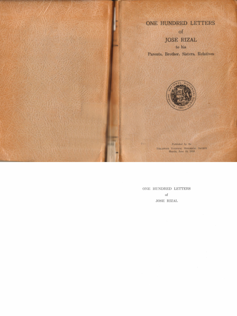 Rizal, Jose. 1959. One Hundred Letters of Rizal To His Parents, Brother ...