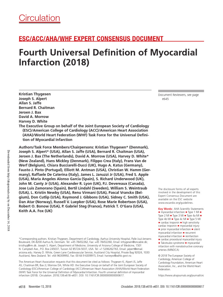Fourth Universal Definition of MI 2018 | PDF | Myocardial Infarction ...