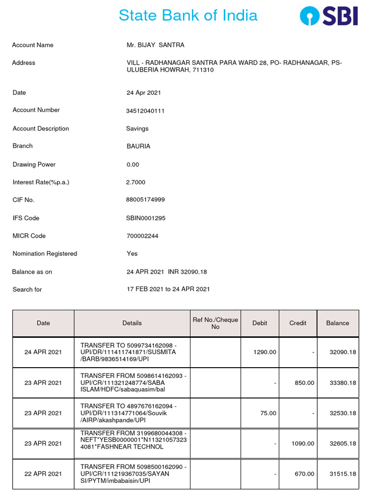 Account Statement | PDF | Debit Card | Debits And Credits