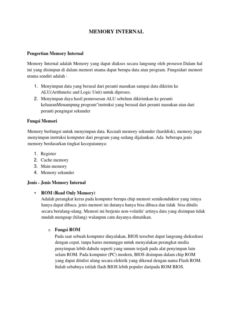 Pengertian Memory Internal | PDF