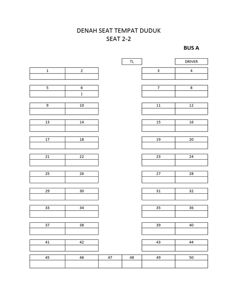 denah bus seat 2-2 50 | PDF