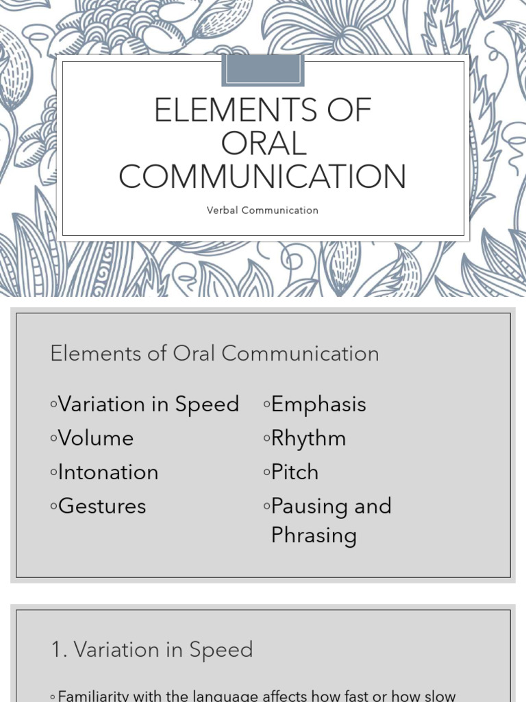 Elements of Oral Comm (1) | PDF