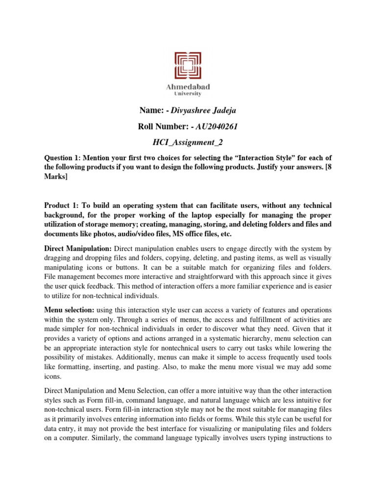 HCI Interaction Styles for User-Friendly Design | PDF | Cognitive ...