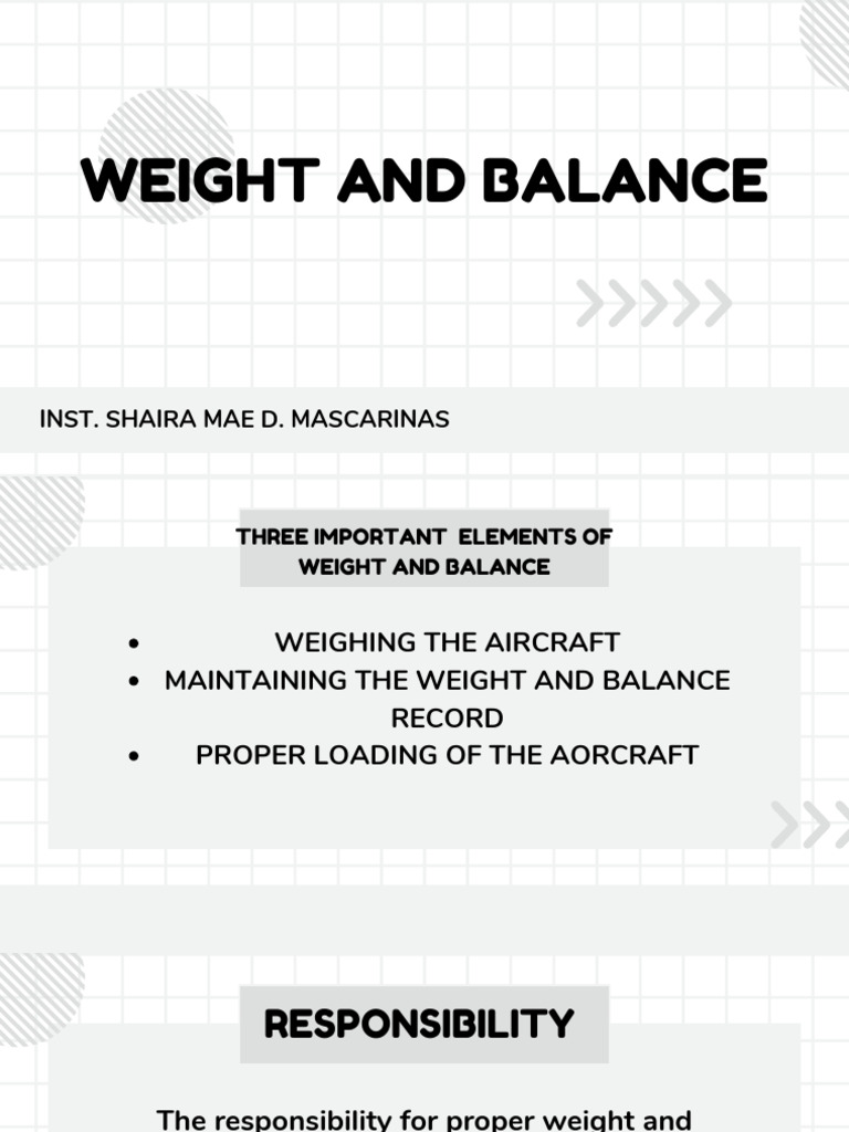 Aircraft Weight and Balance Essentials | PDF | Weighing Scale | Aircraft