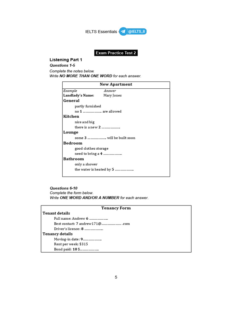 IELTS Trainer 2 Listening Test 1 | PDF | Leasehold Estate | Landlord