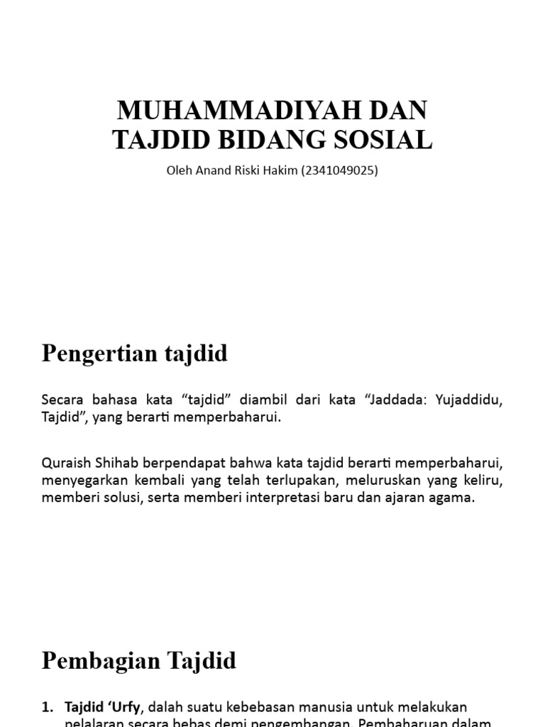Muhammadiyah Dan Tajdid Bidang Sosial | PDF | Agama & Spiritualitas