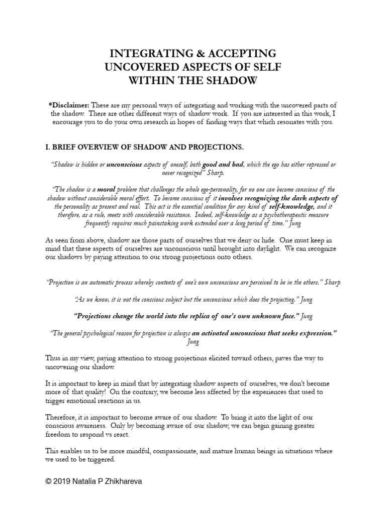 Shadow Work | PDF | Shadow (Psychology) | Unconscious Mind
